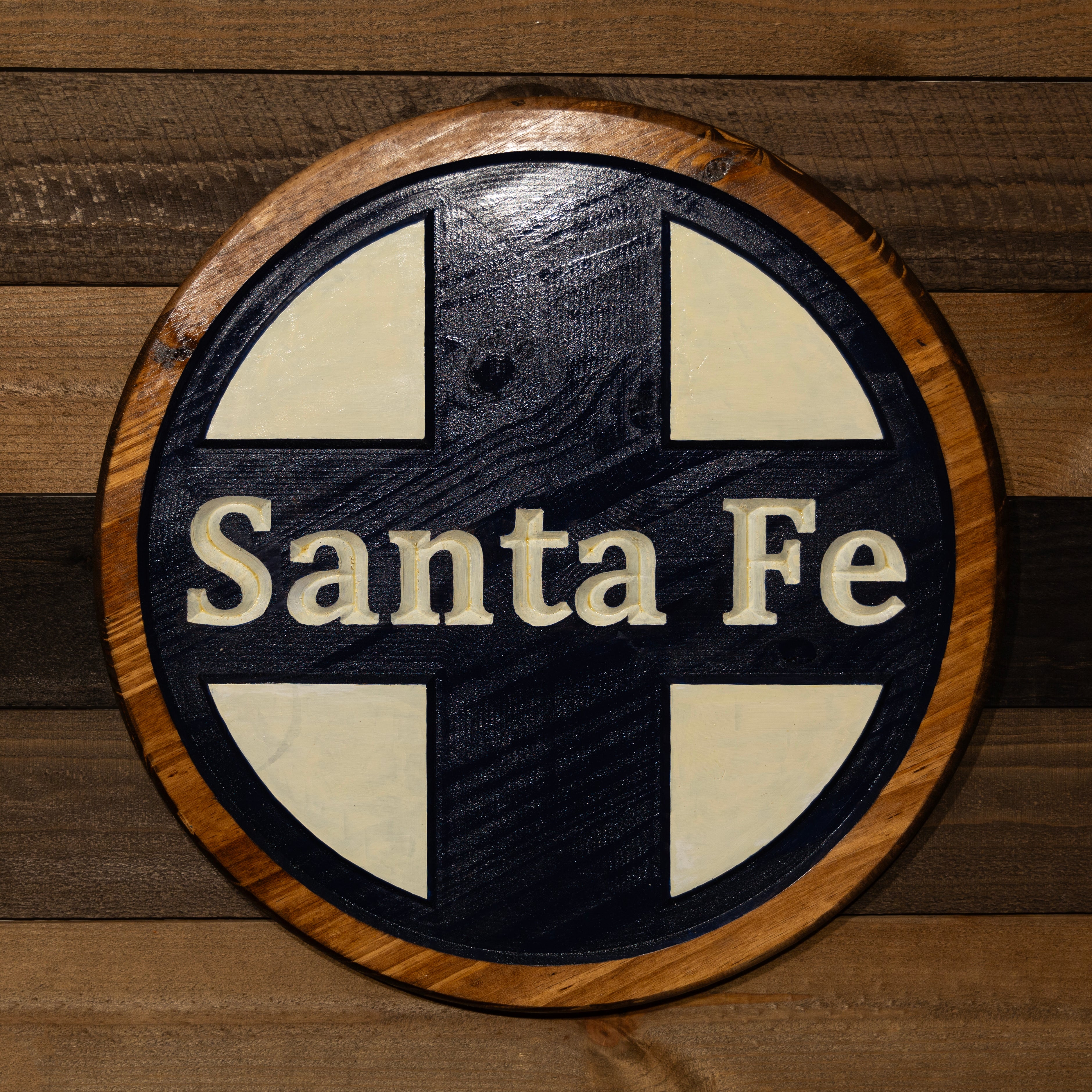 Santa Fe Engraved Wood Sign – Bespoke Rail