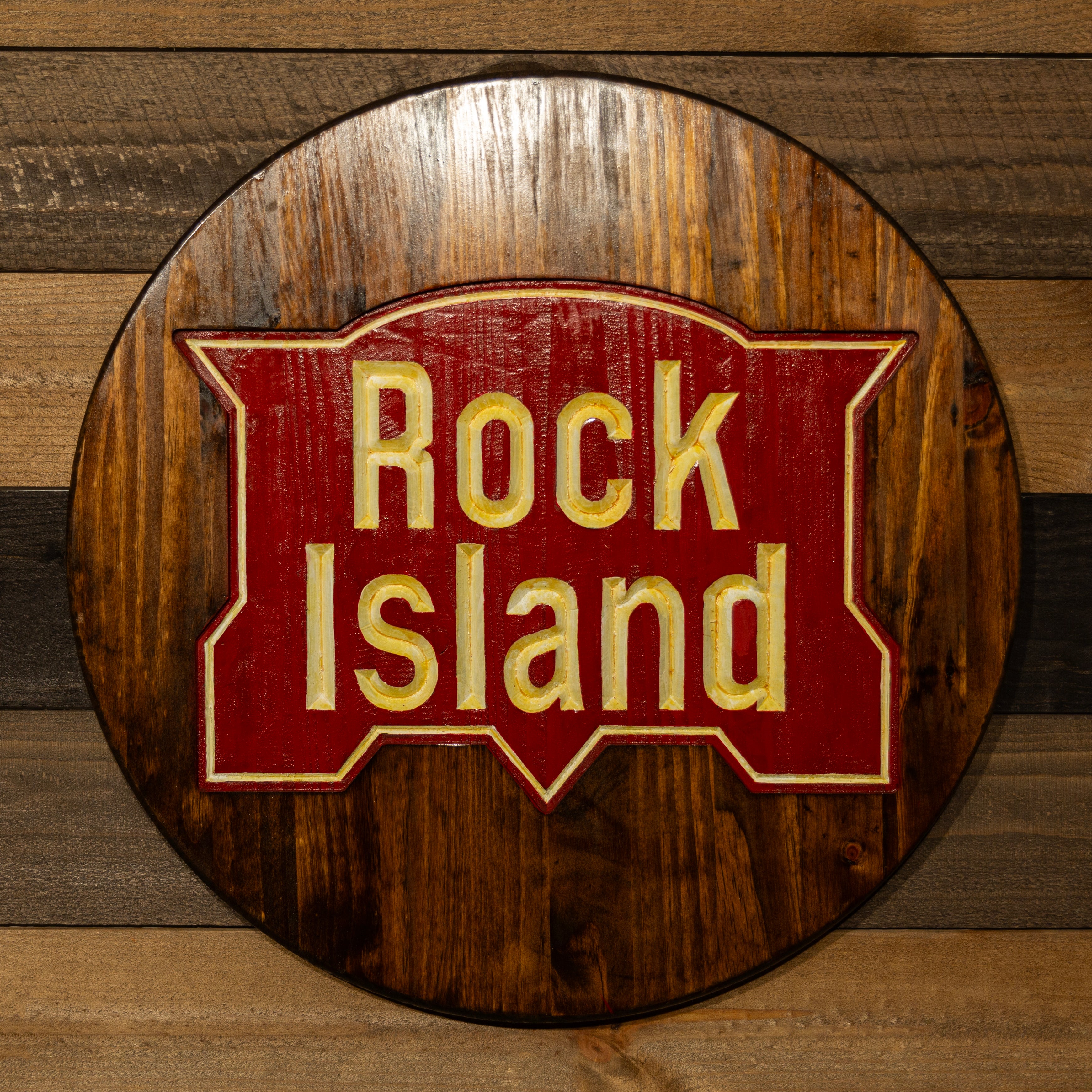 Rock Island Engraved Wood Sign – Bespoke Rail